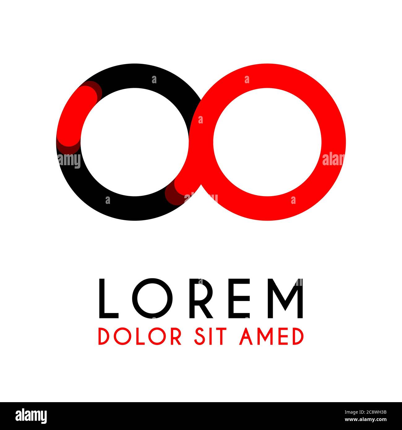 initial Letter OO with red Black and has rounded corners Stock Vector ...