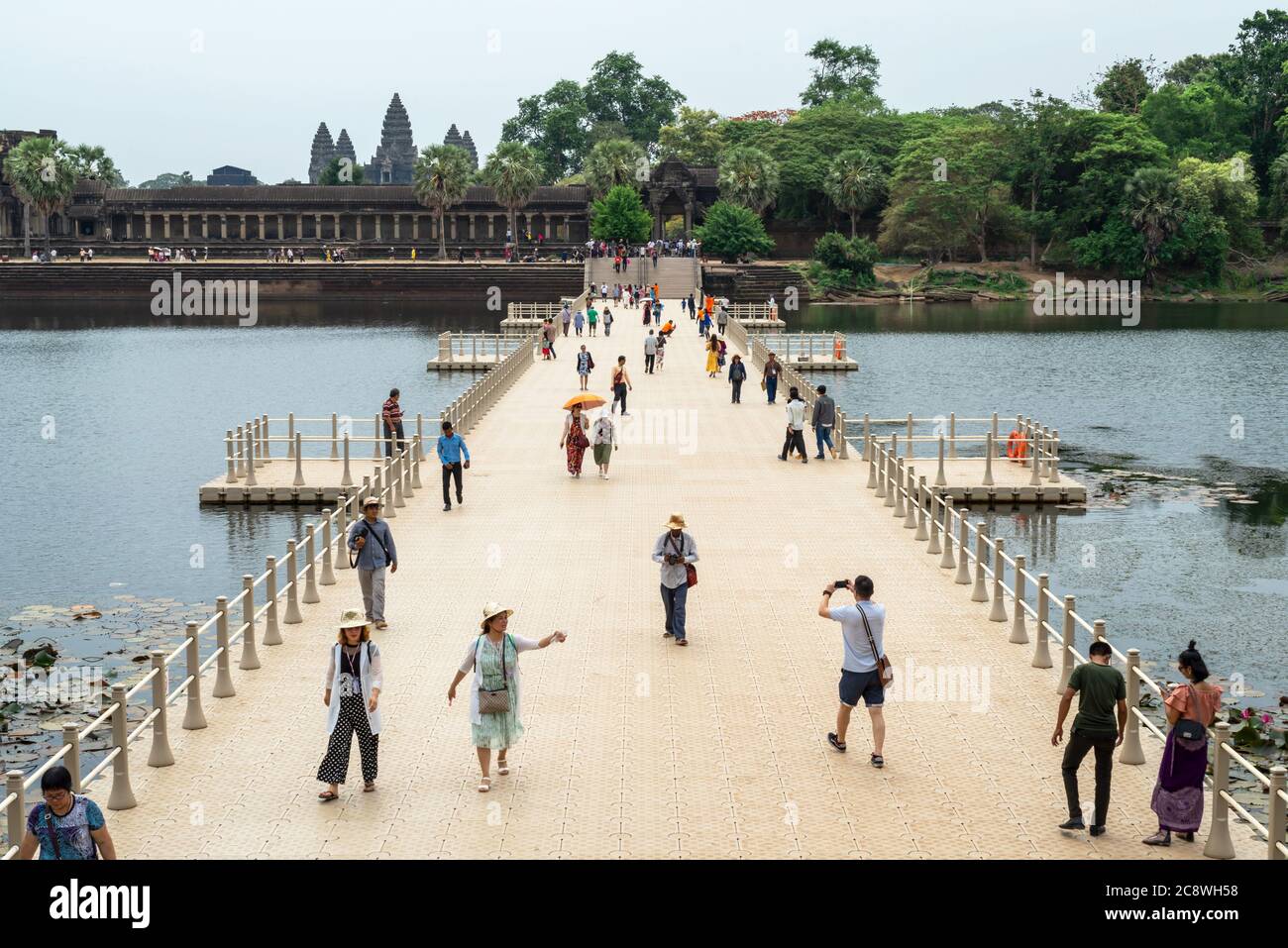 Cambodia: Provisional bridge at the westside of the temple complex ...