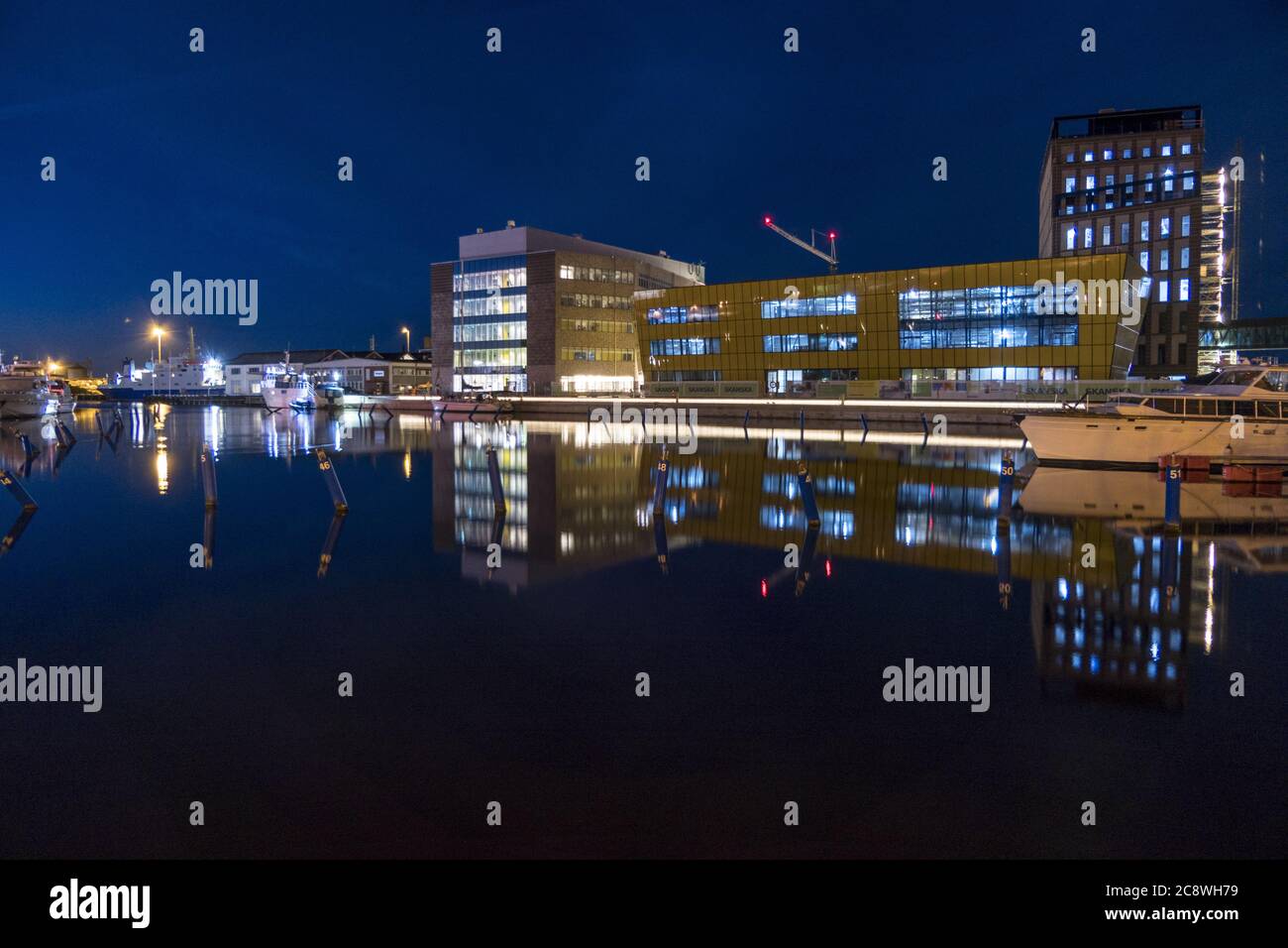 Kalmar, Sweden The modern port of Kalmar at night | usage worldwide ...