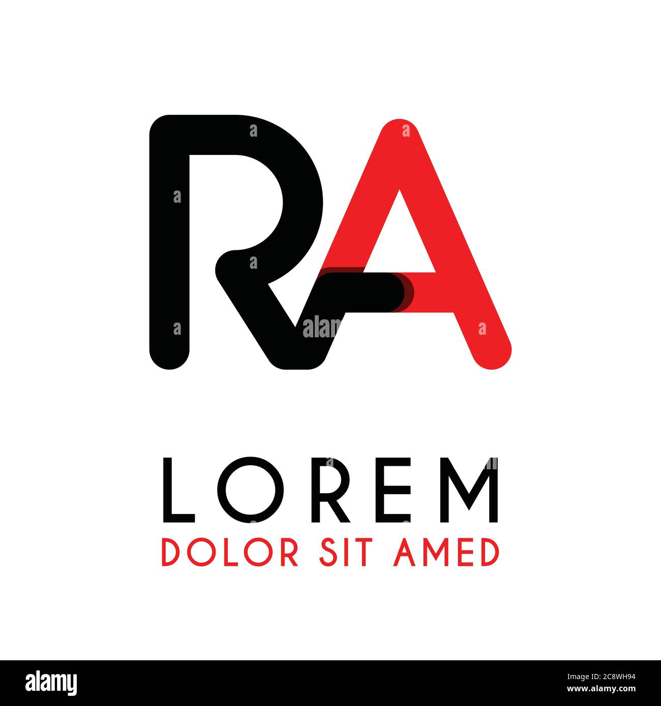 initial Letter RA with red Black and has rounded corners Stock Vector ...