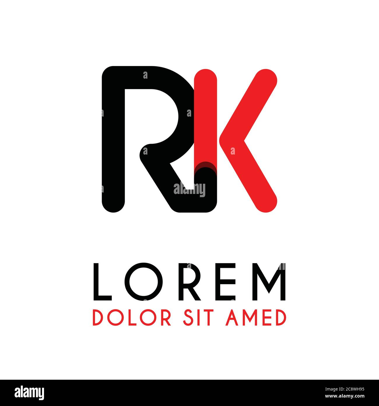 initial Letter RK with red Black and has rounded corners Stock Vector Image & Art - Alamy