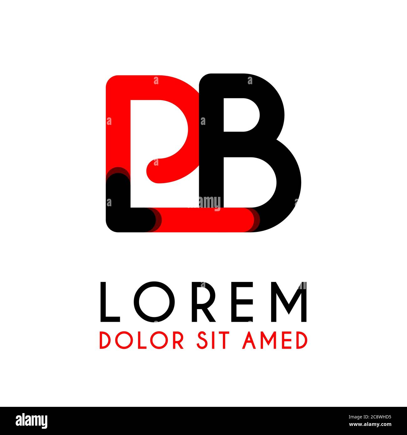 initial Letter PB with red Black and has rounded corners Stock Vector ...
