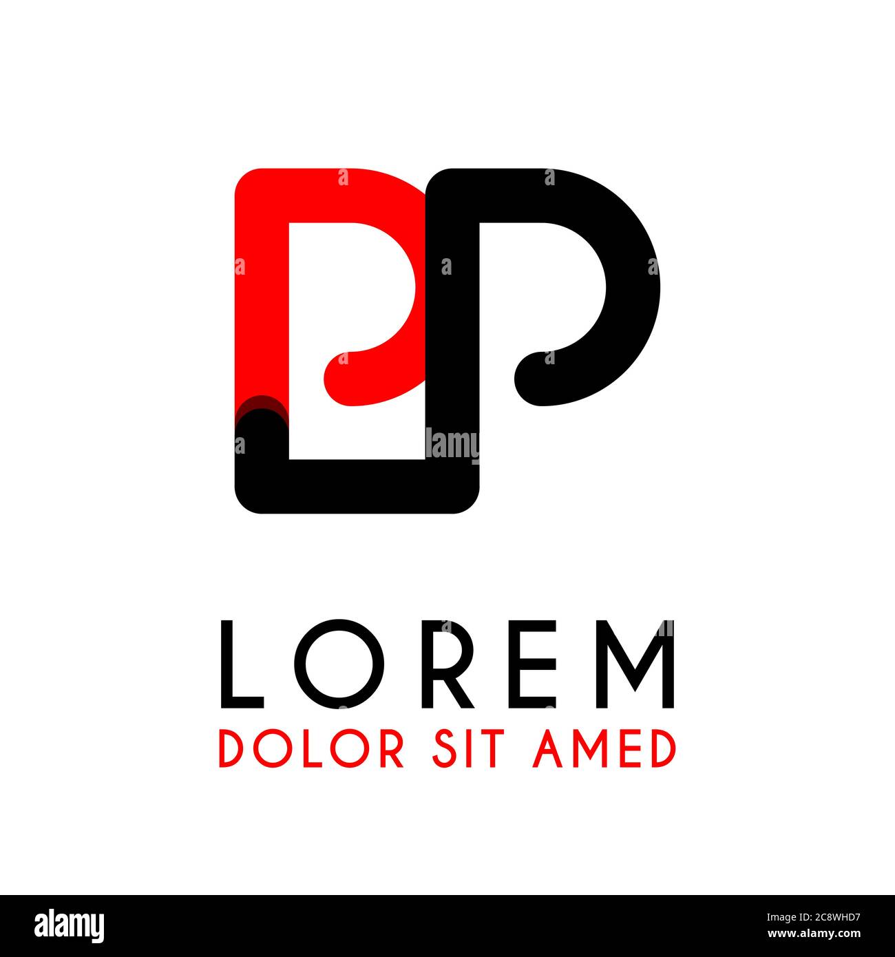 initial Letter PP with red Black and has rounded corners Stock Vector ...