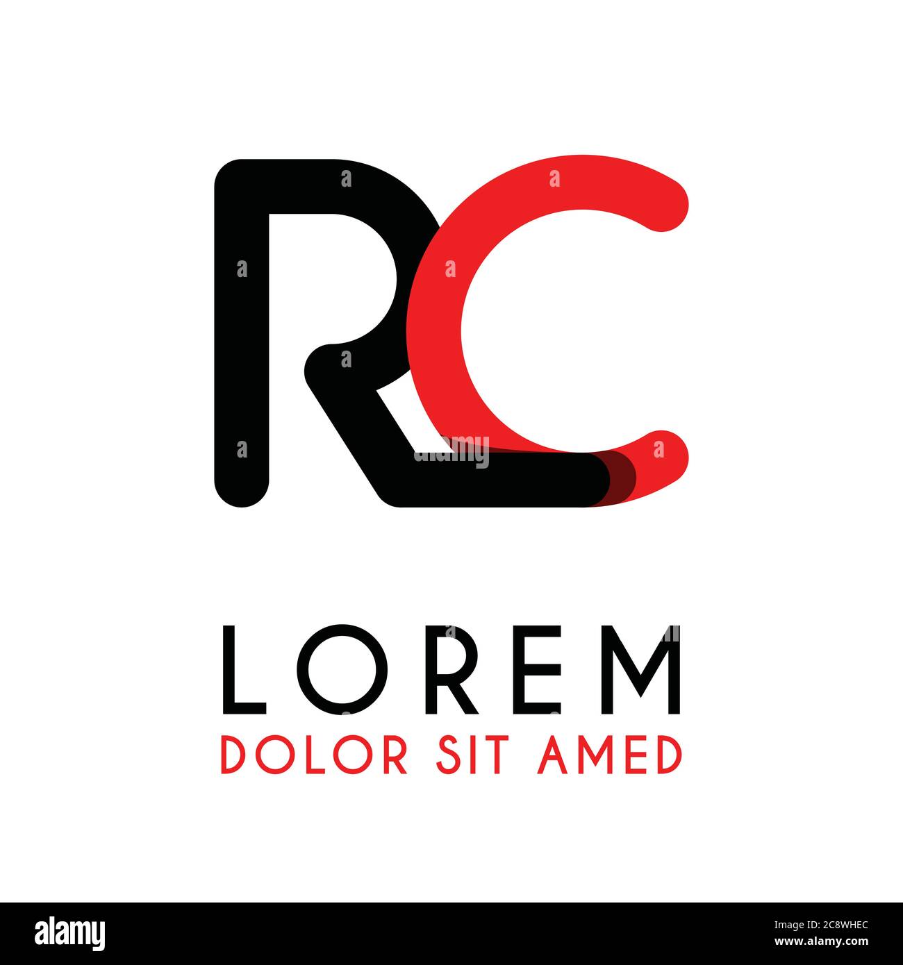 initial Letter RC with red Black and has rounded corners Stock Vector ...