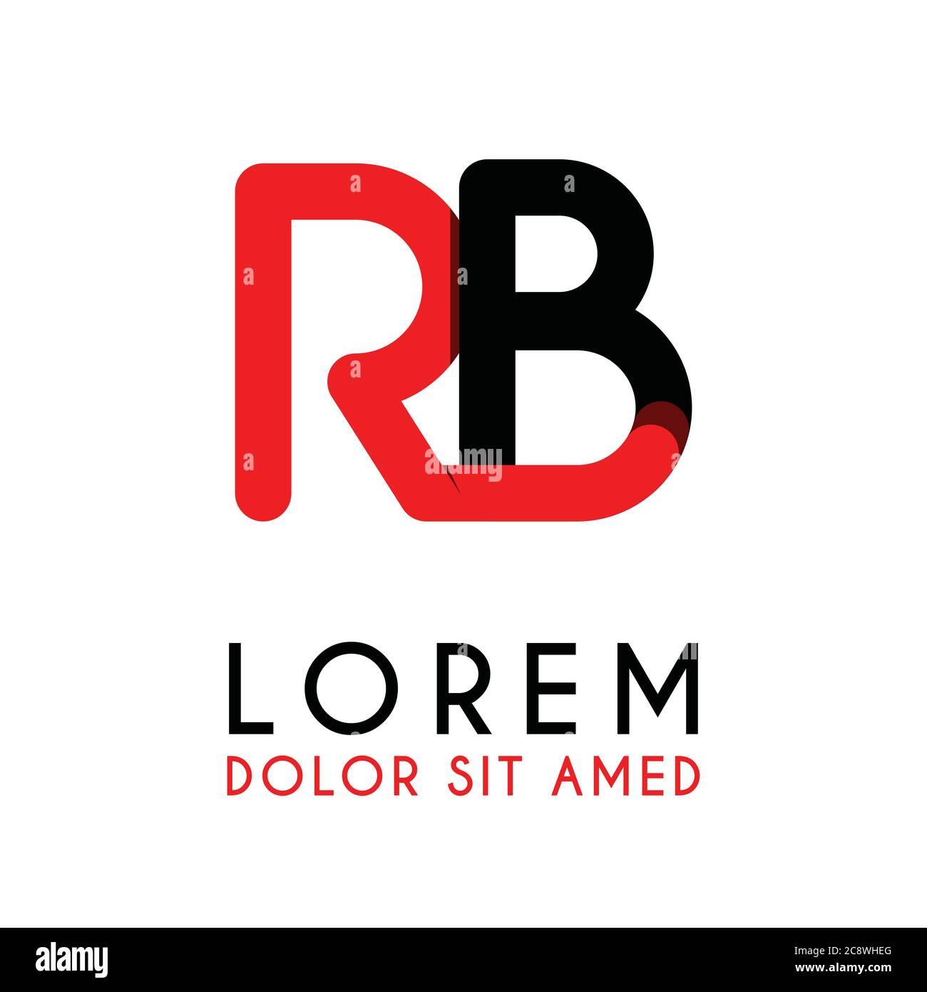 initial Letter RB with red Black and has rounded corners Stock Vector ...