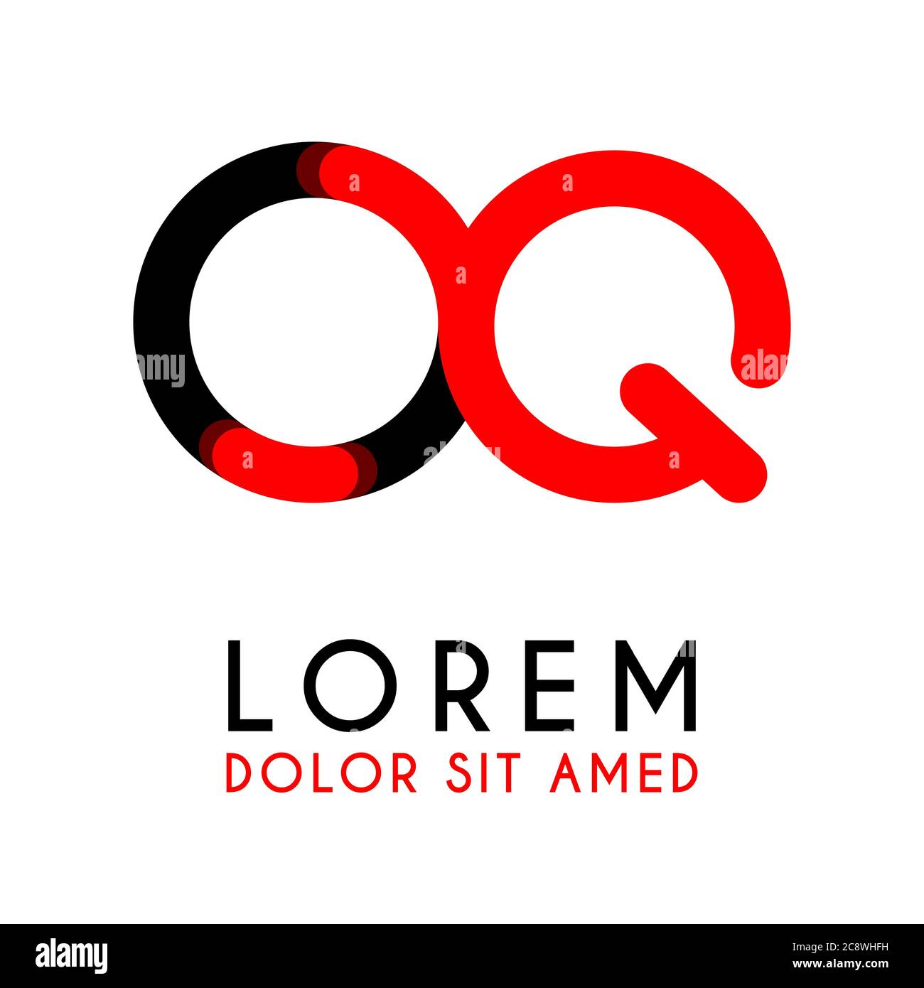 initial Letter OQ with red Black and has rounded corners Stock Vector ...