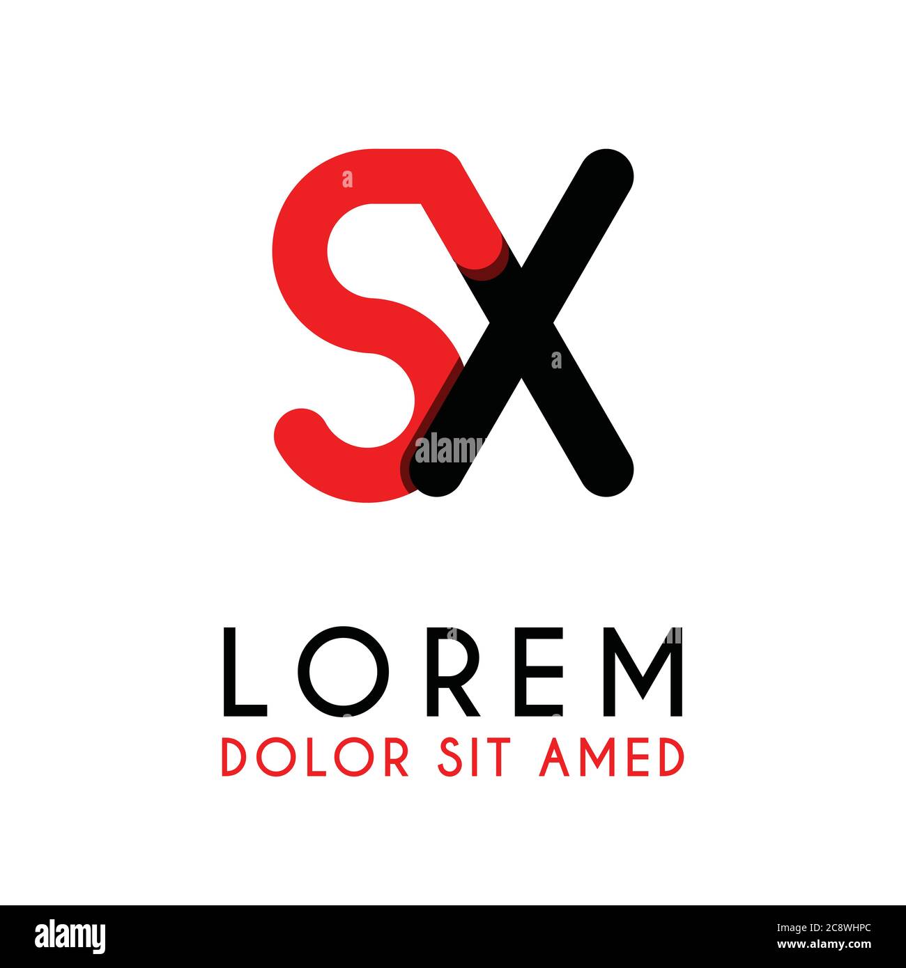 initial Letter SX with red Black and has rounded corners Stock Vector ...