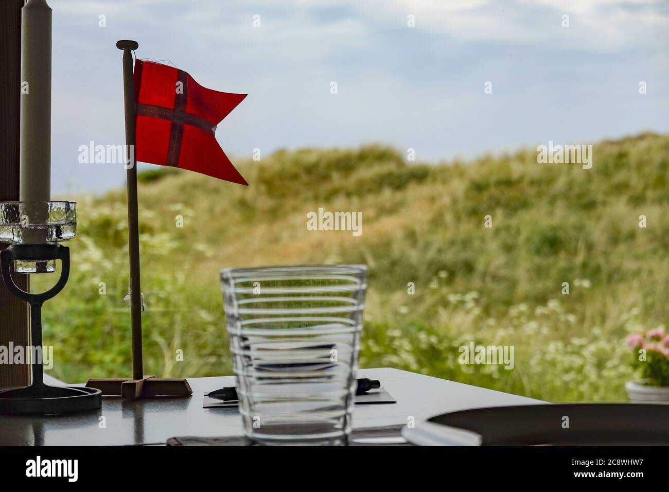 Hirtshals, Denmark A Danish flag on a dinner table. | usage worldwide ...