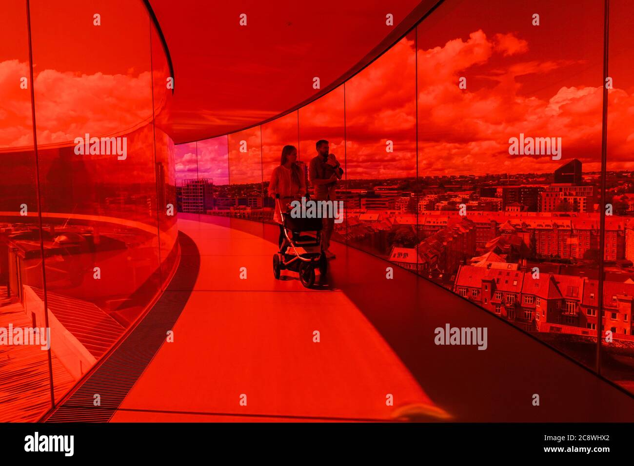 Aarhus, Denmark Visitors to the ARoS art museum in downtown and the ...