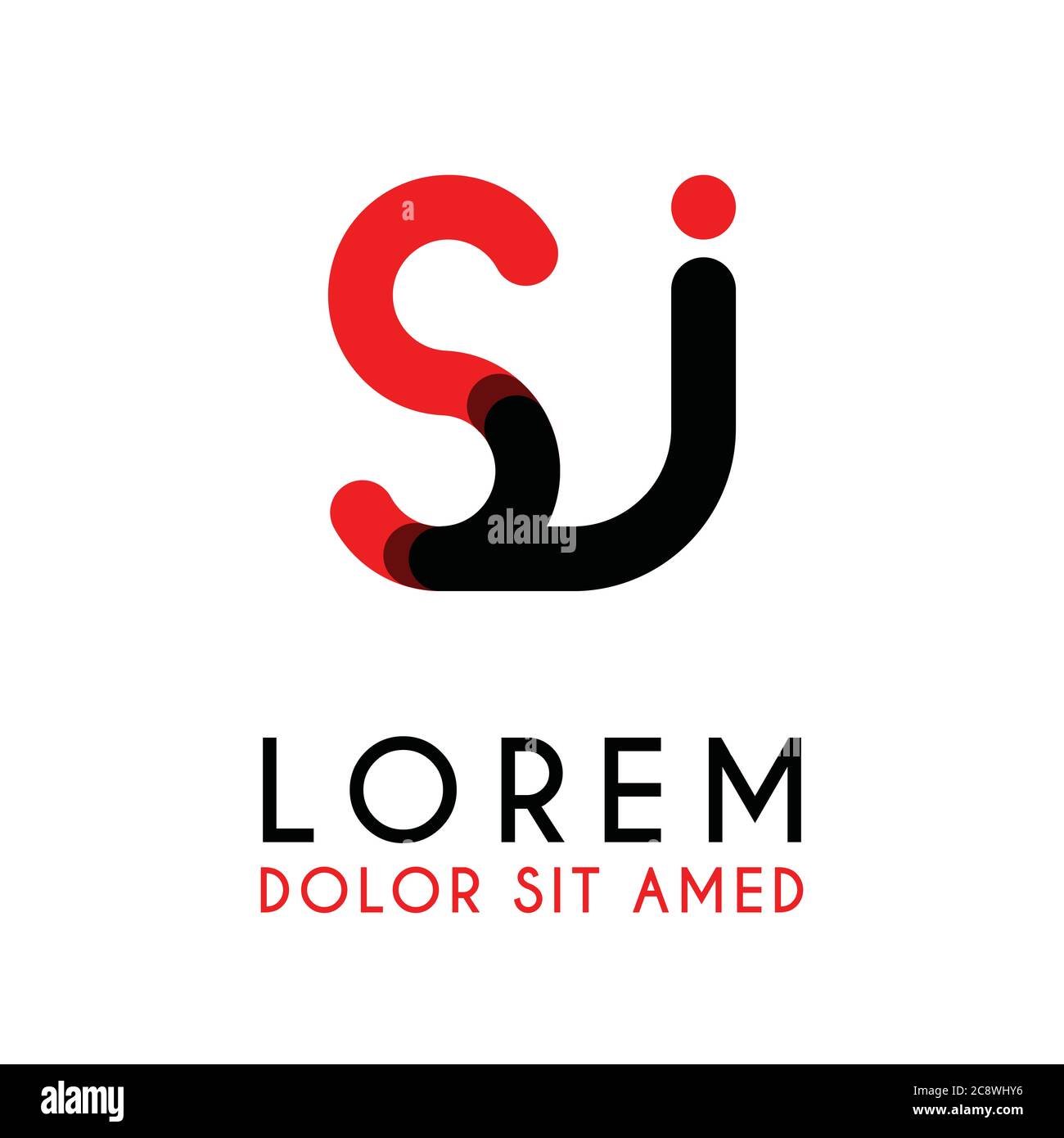 initial Letter SJ with red Black and has rounded corners Stock Vector ...