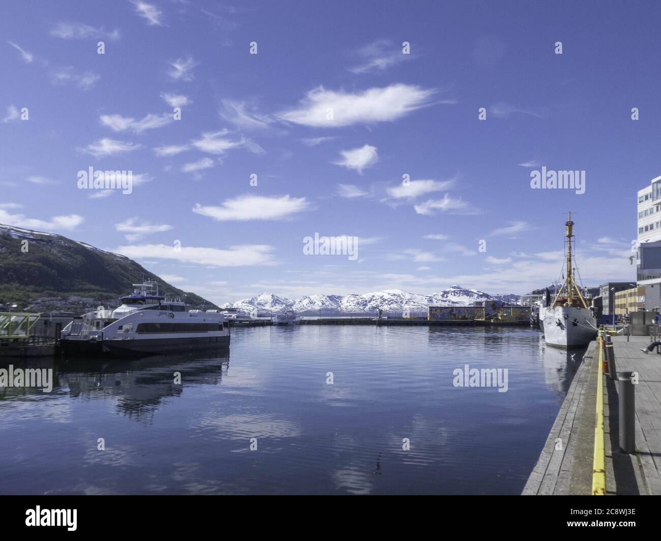 harbour scene in Tromso, june 2020 | usage worldwide Stock Photo - Alamy