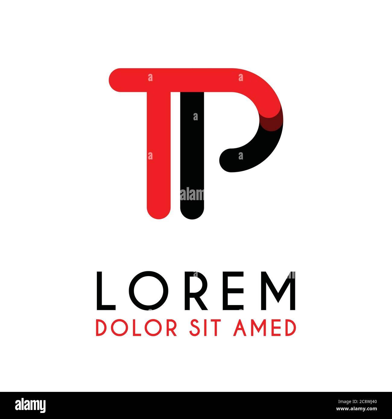 initial Letter TP with red Black and has rounded corners Stock Vector ...