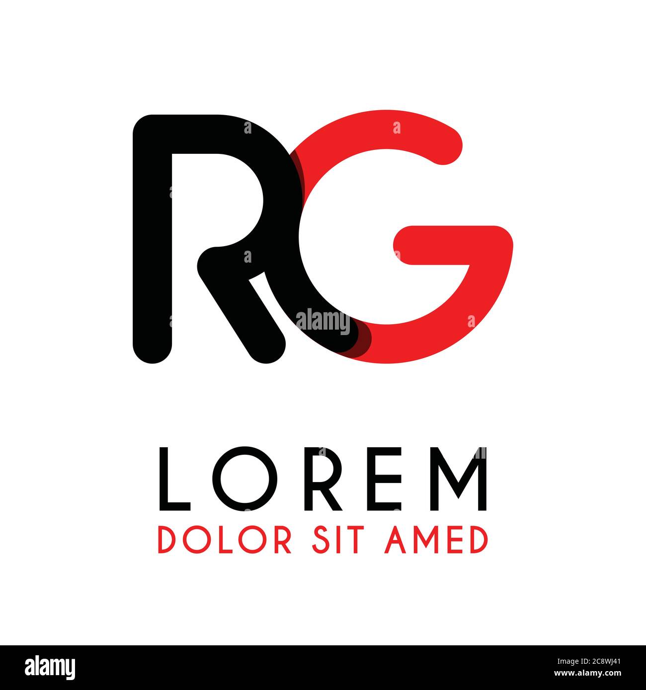 initial Letter RG with red Black and has rounded corners Stock Vector ...