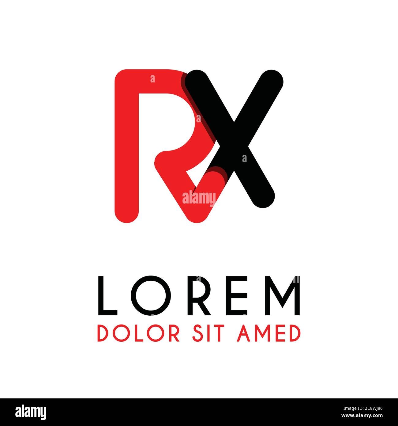 initial Letter RX with red Black and has rounded corners Stock Vector ...