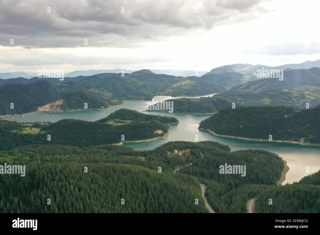 View at Zaovine lake from Tara mountain in Serbia Stock Photo - Alamy