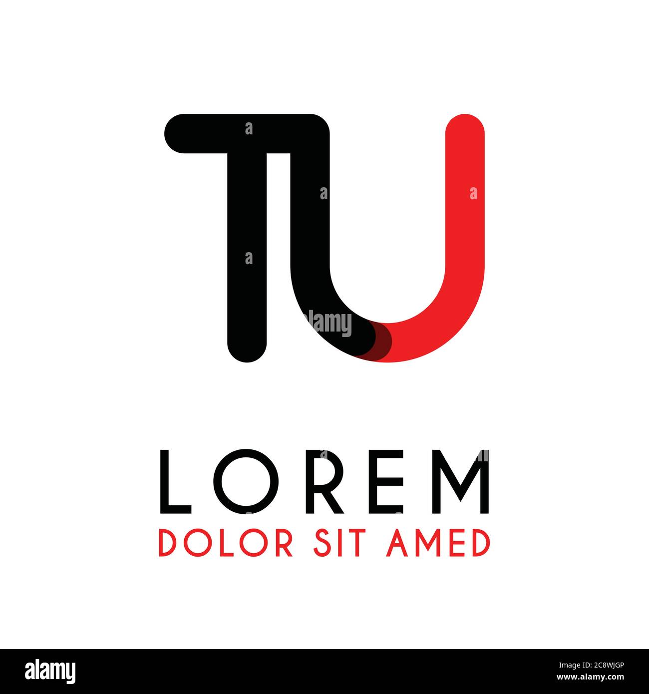 initial Letter TU with red Black and has rounded corners Stock Vector ...