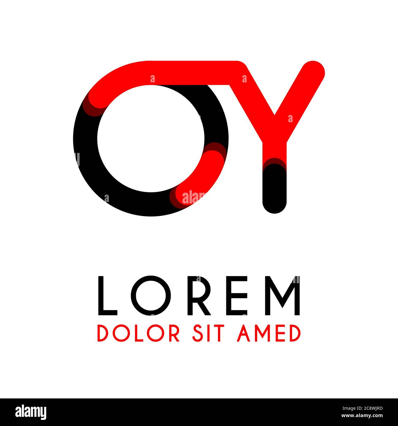 initial Letter OY with red Black and has rounded corners Stock Vector ...