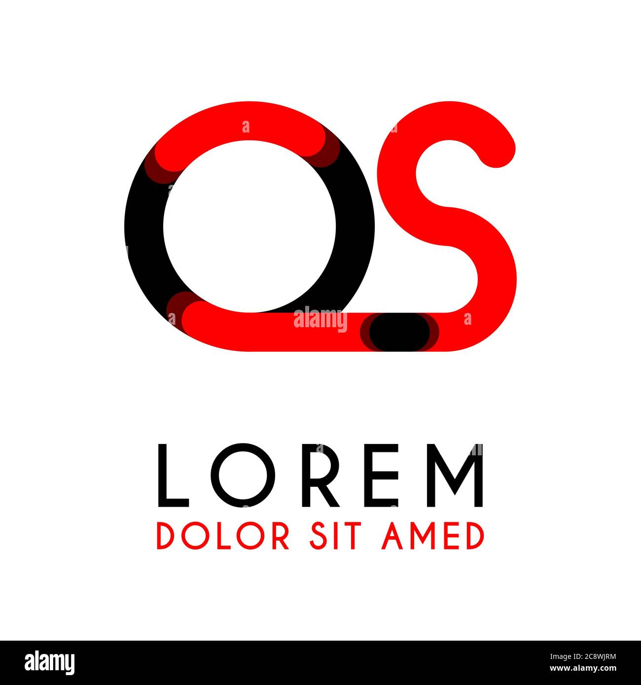 initial Letter OS with red Black and has rounded corners Stock Vector ...