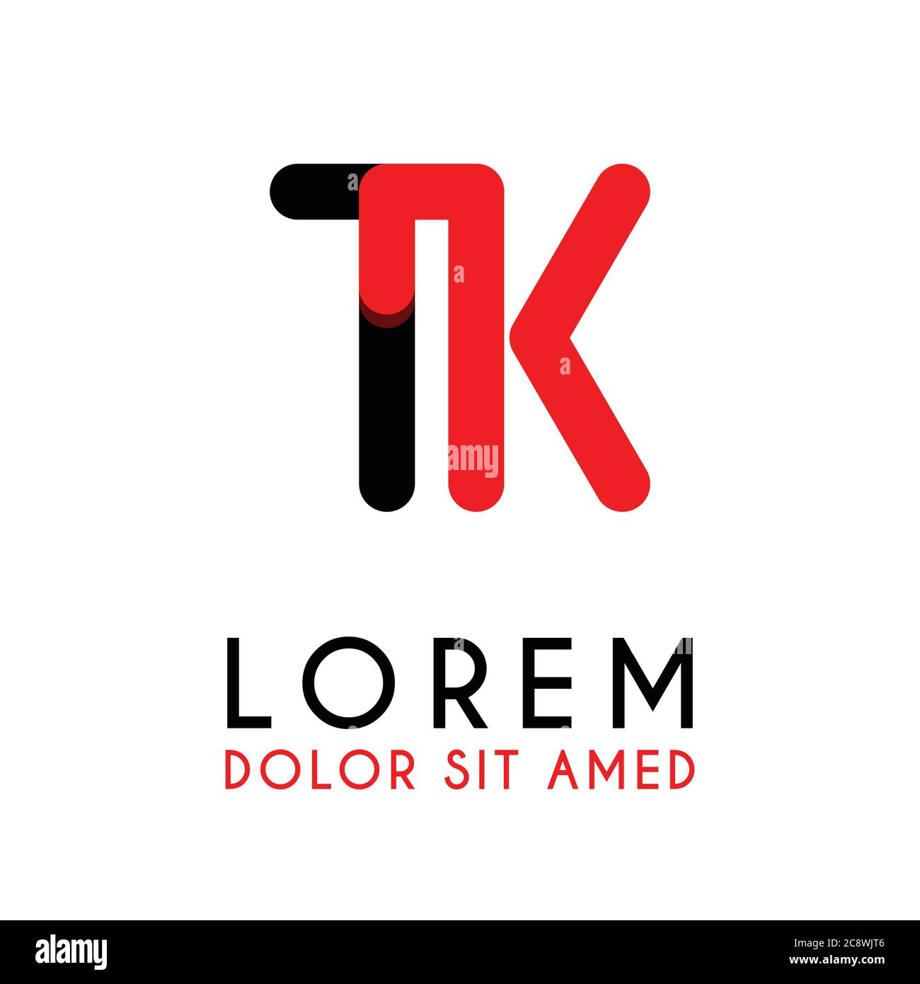 initial Letter TK with red Black and has rounded corners Stock Vector ...