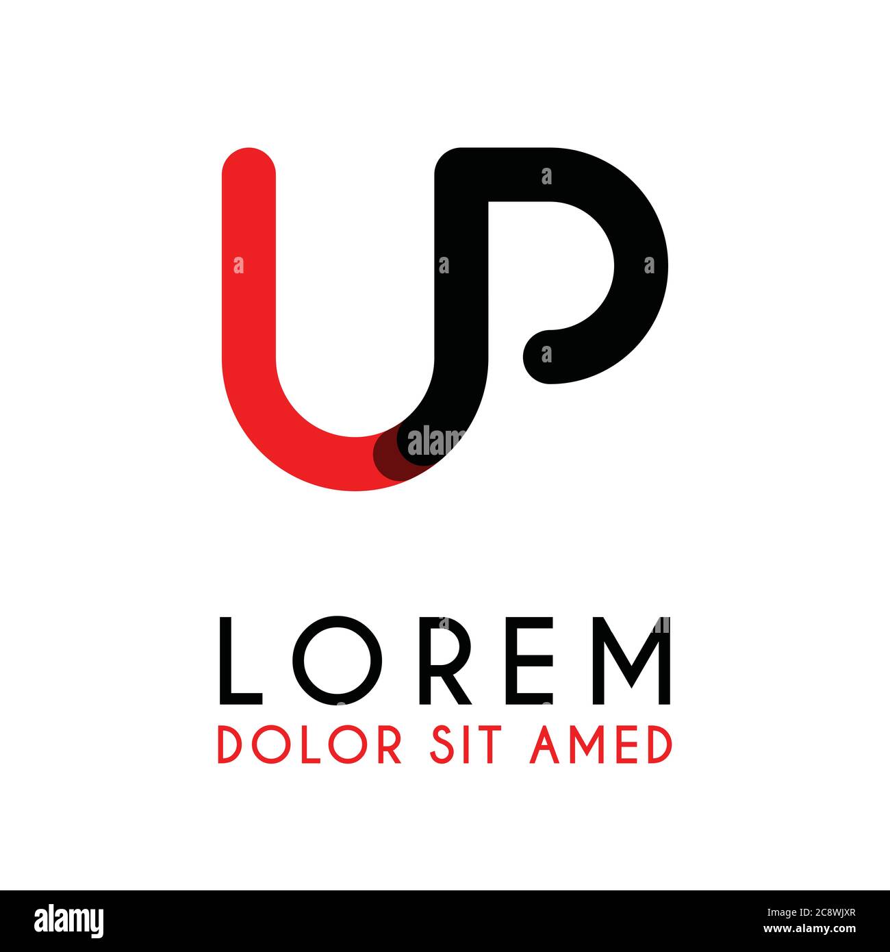 initial Letter UP with red Black and has rounded corners Stock Vector ...