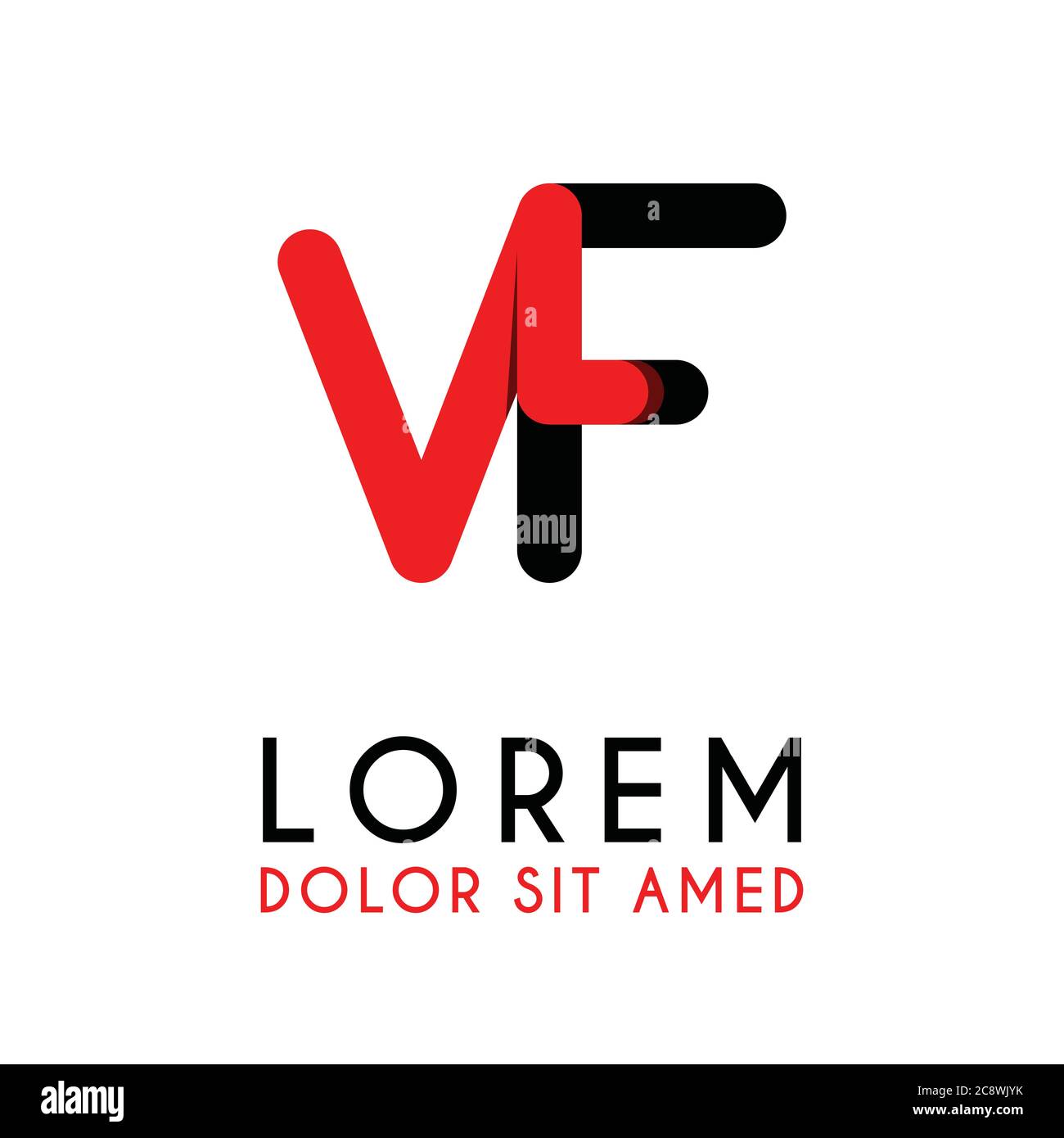 initial Letter VF with red Black and has rounded corners Stock Vector ...