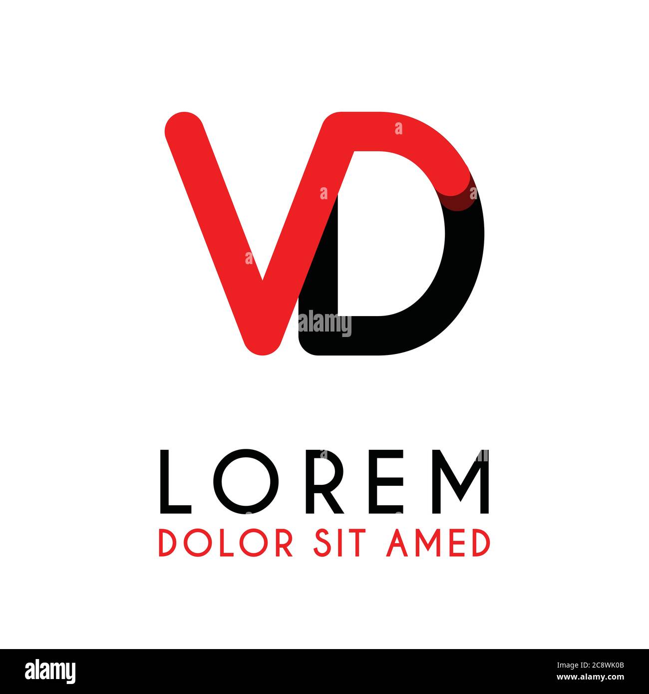 initial Letter VD with red Black and has rounded corners Stock Vector ...