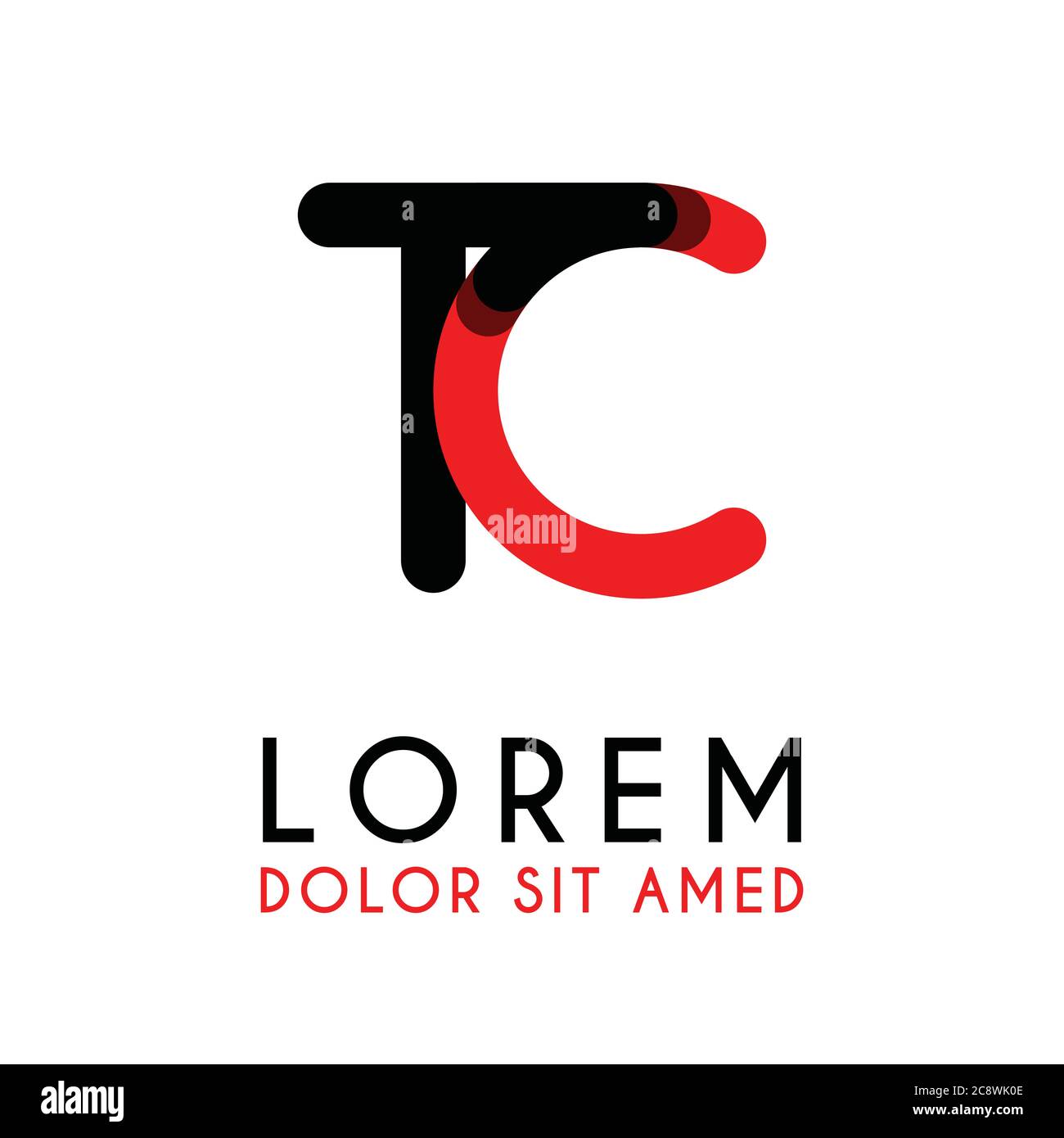 initial Letter TC with red Black and has rounded corners Stock Vector ...