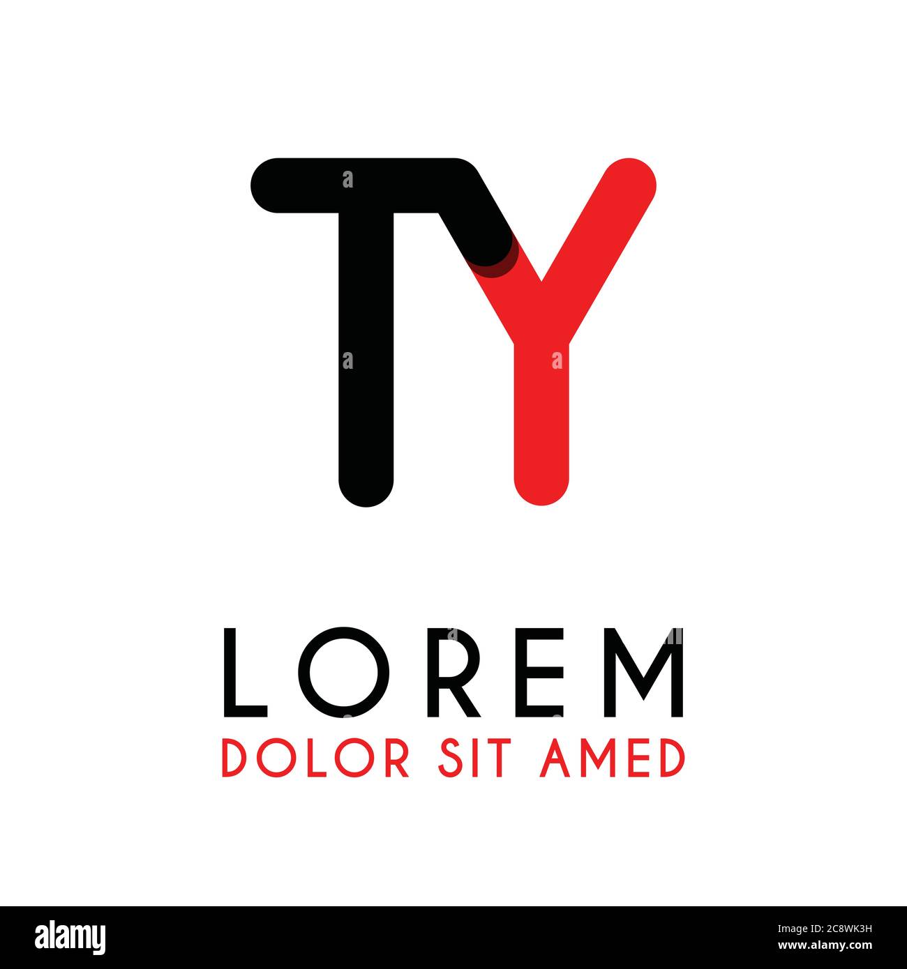 initial Letter TY with red Black and has rounded corners Stock Vector ...