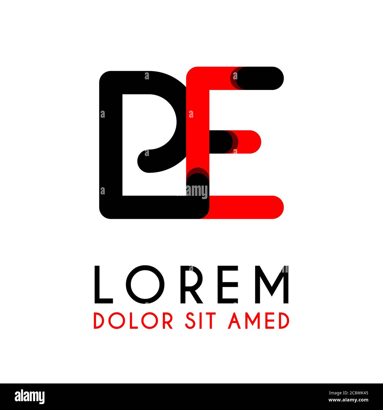 initial Letter PE with red Black and has rounded corners Stock Vector ...