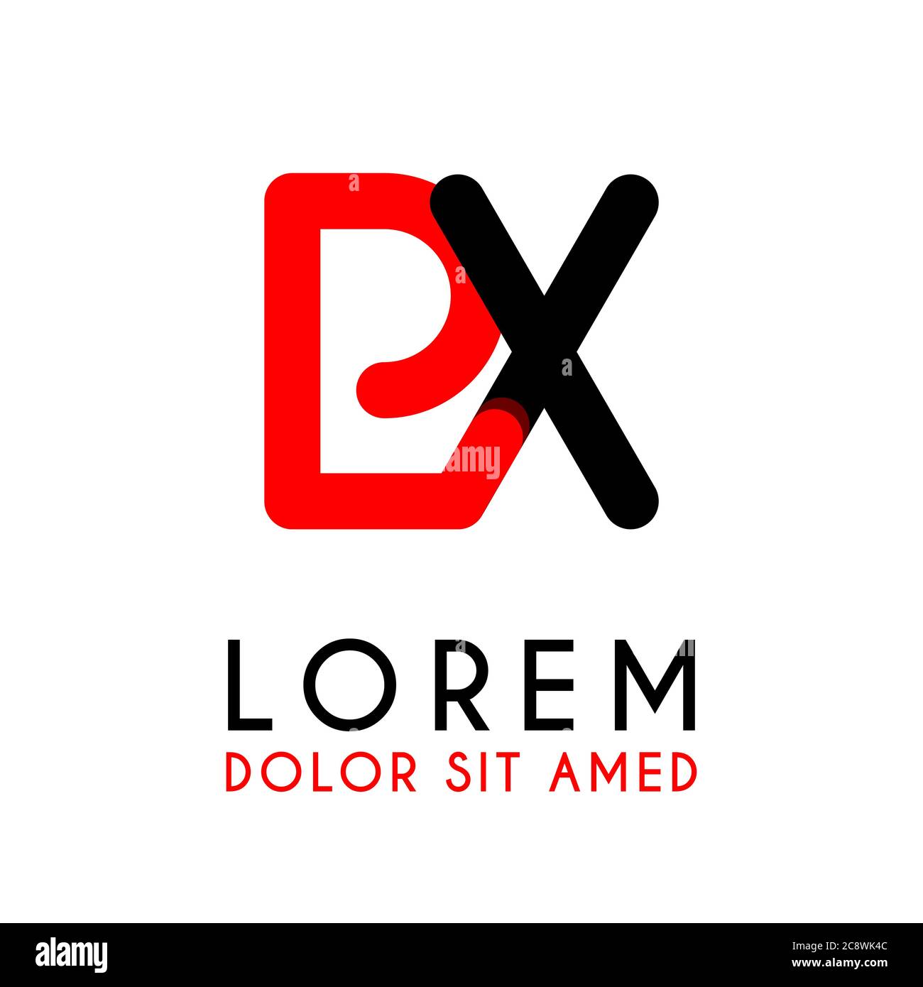 initial Letter PX with red Black and has rounded corners Stock Vector ...