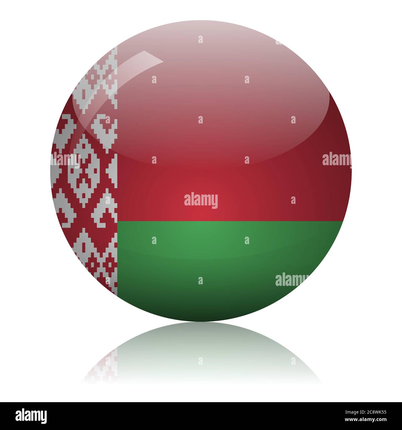 Belarusian flag glass ball on light mirror surface vector illustration ...