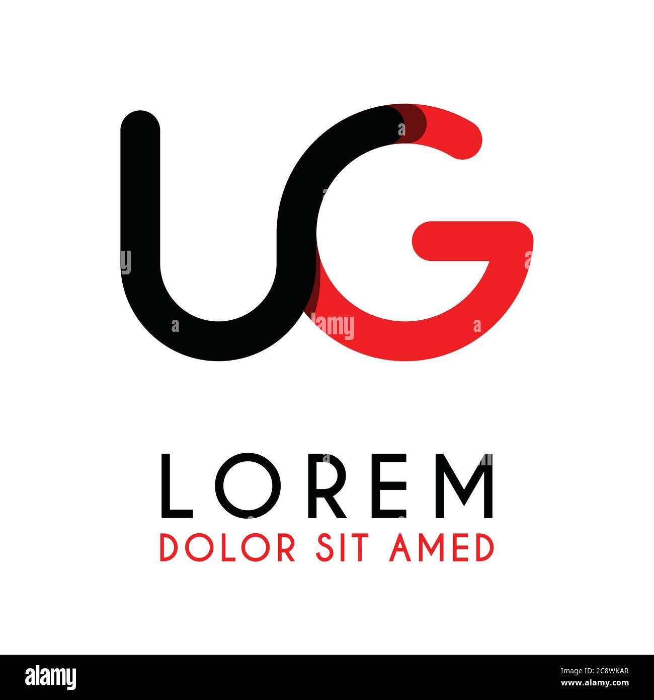 initial Letter UG with red Black and has rounded corners Stock Vector ...