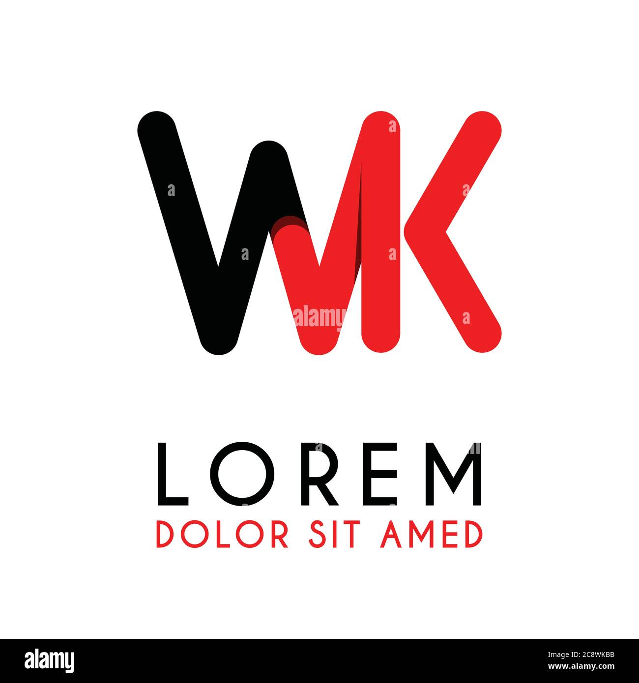initial Letter WK with red Black and has rounded corners Stock Vector ...