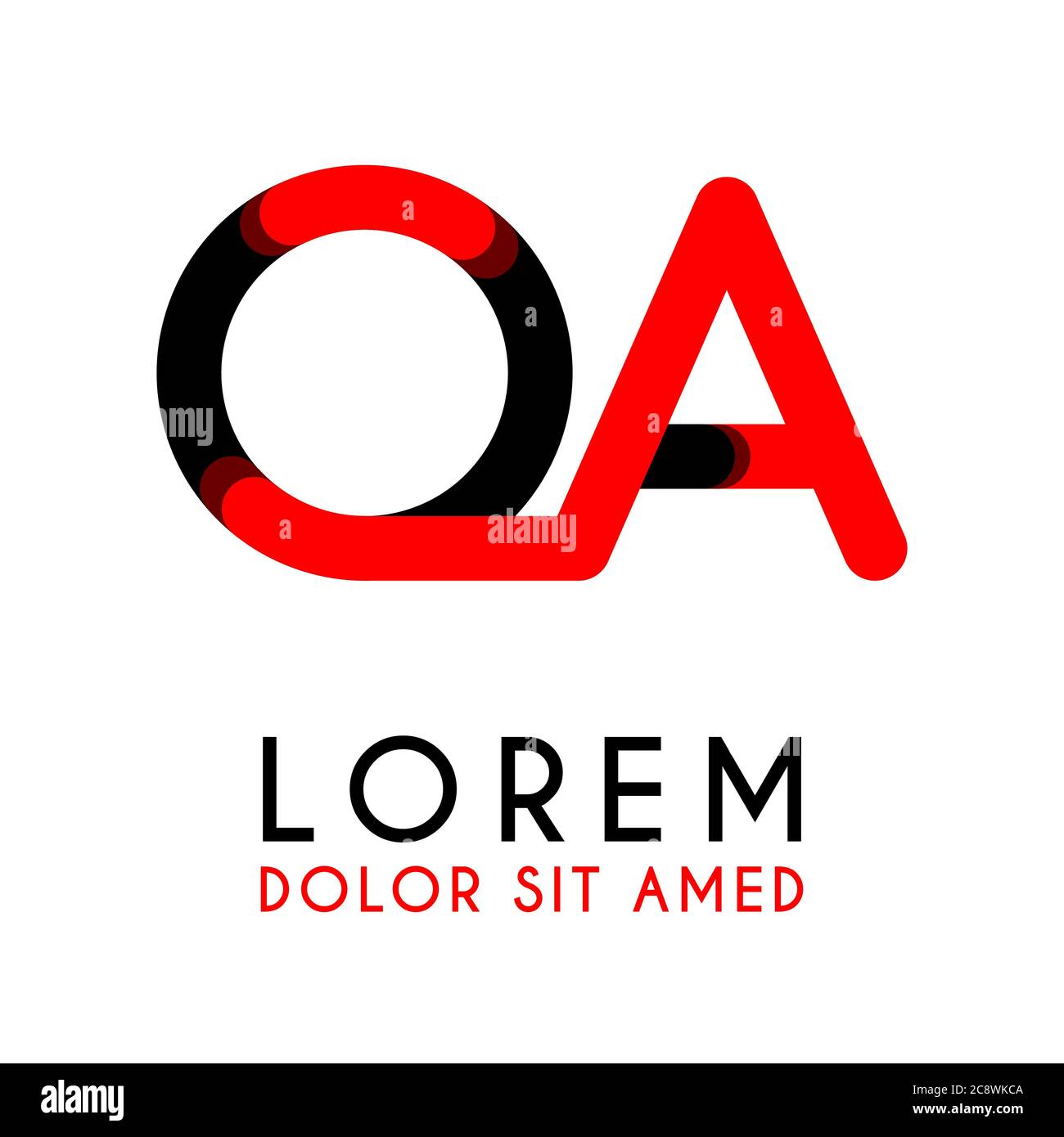 initial Letter OA with red Black and has rounded corners Stock Vector ...