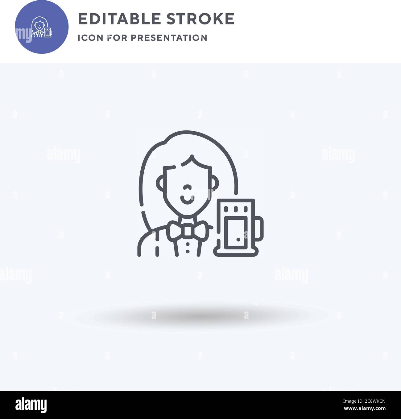 Waitress icon vector, filled flat sign, solid pictogram isolated on ...