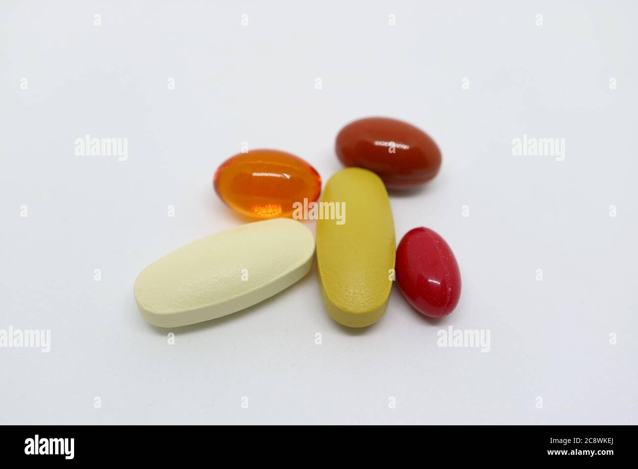 Closeup the Assorted Supplement Tablets Isolated on White Background ...