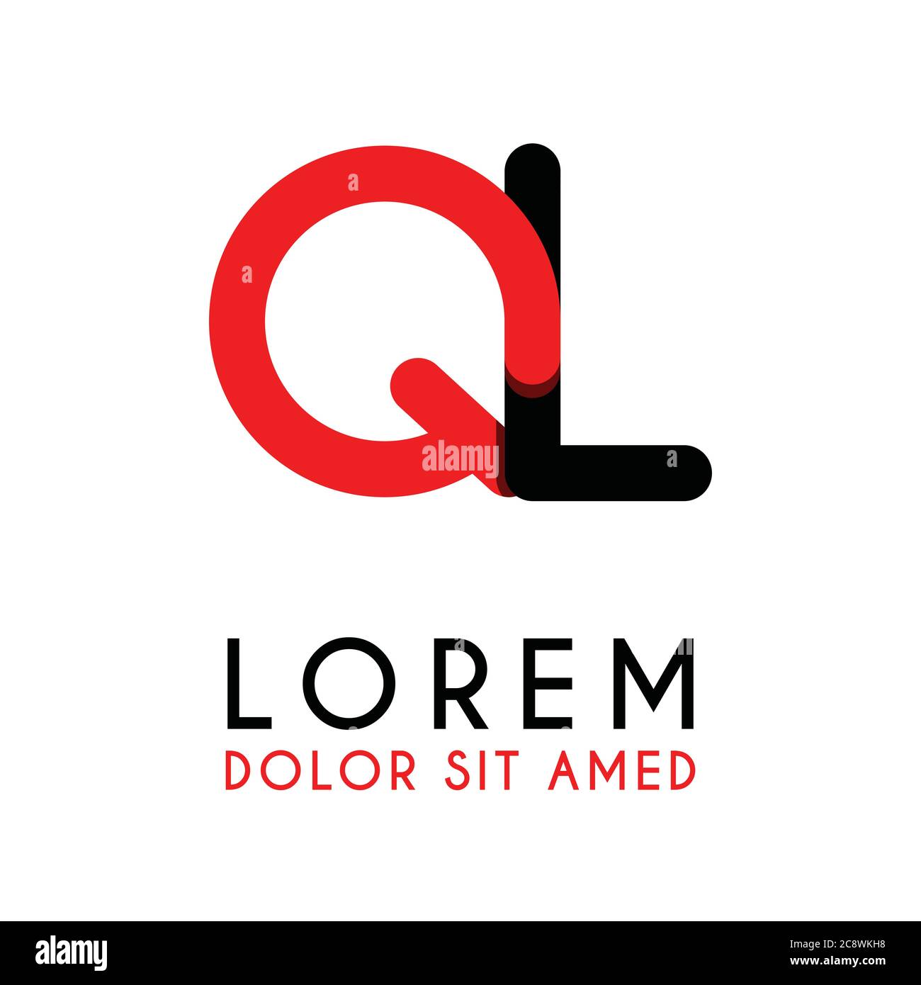 initial Letter QL with red Black and has rounded corners Stock Vector ...