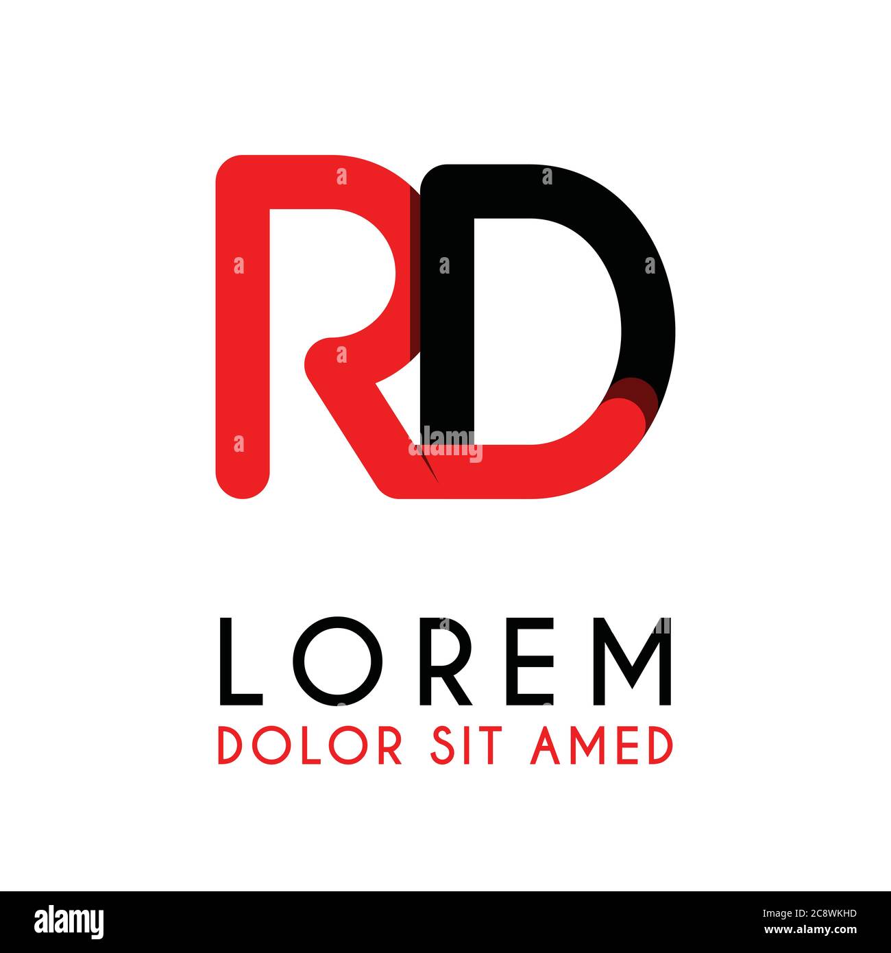 initial Letter RD with red Black and has rounded corners Stock Vector ...