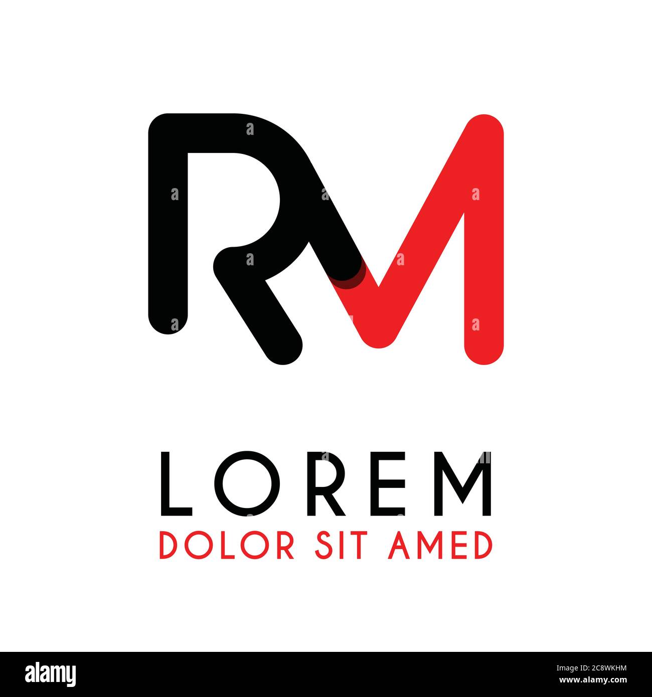 initial Letter RM with red Black and has rounded corners Stock Vector ...