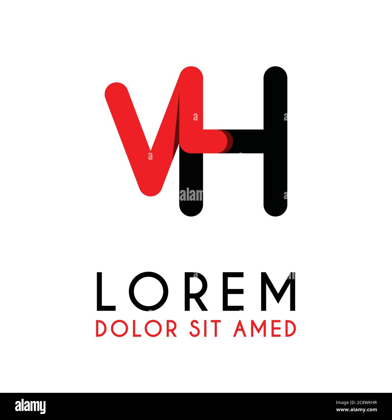 initial Letter VH with red Black and has rounded corners Stock Vector ...