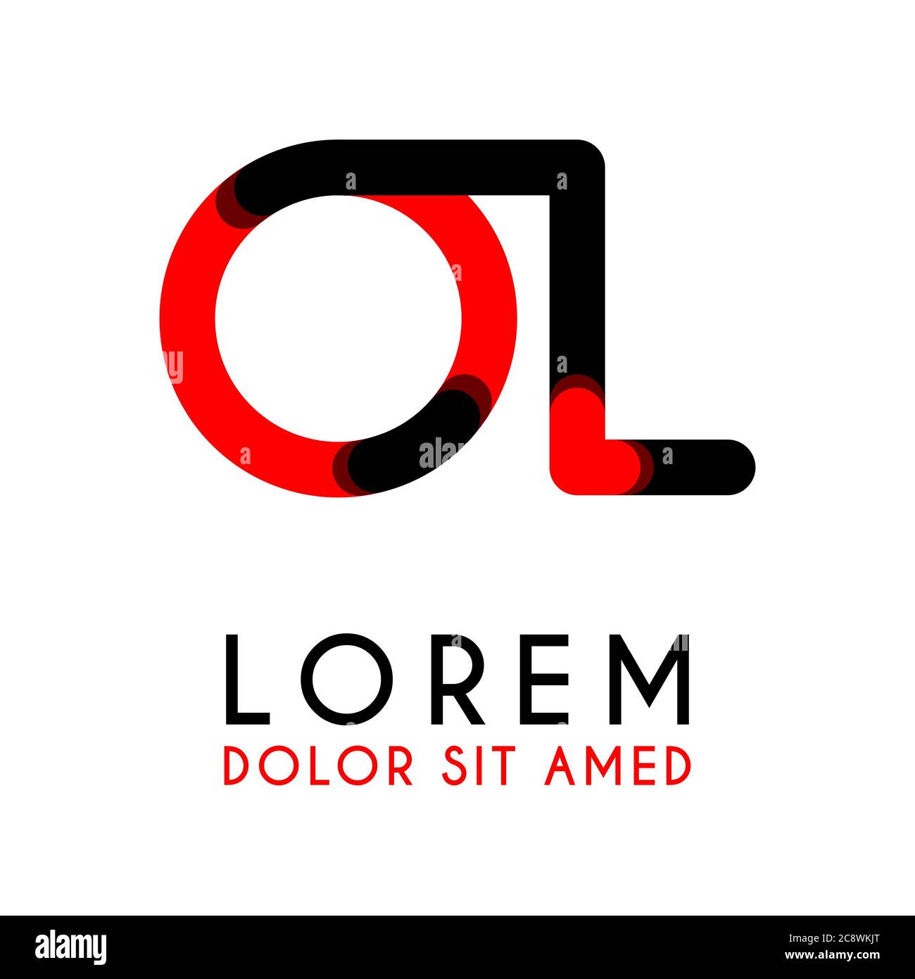 initial Letter OL with red Black and has rounded corners Stock Vector ...