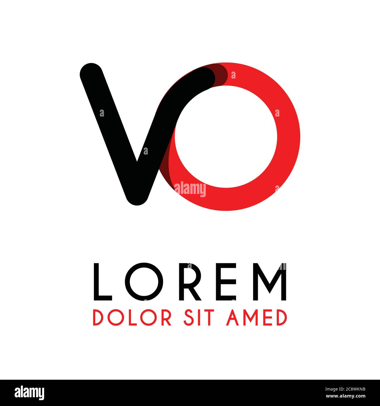 initial Letter VO with red Black and has rounded corners Stock Vector ...