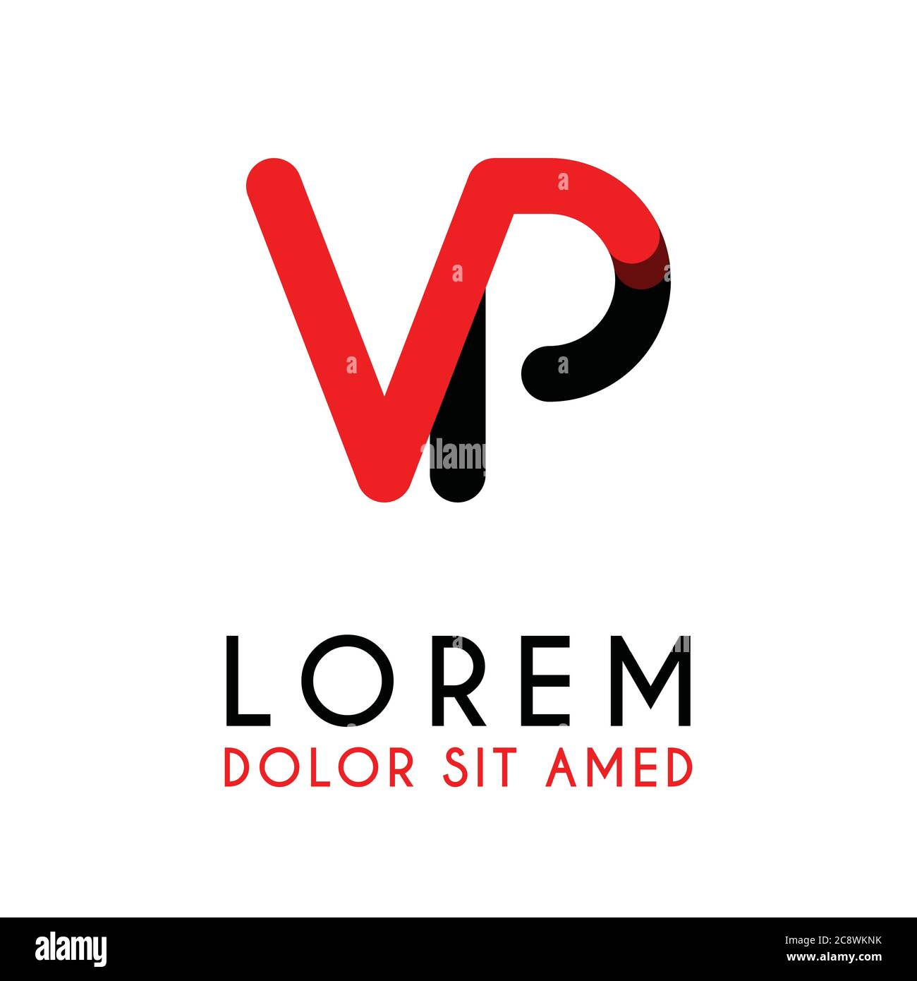initial Letter VP with red Black and has rounded corners Stock Vector ...
