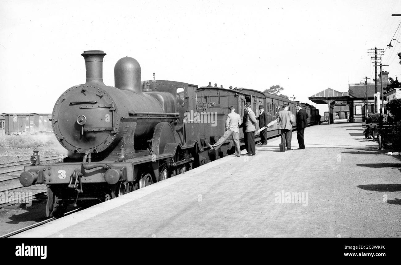 Wexford to Waterford steam train 1954 at Wexford station, Republic of ...