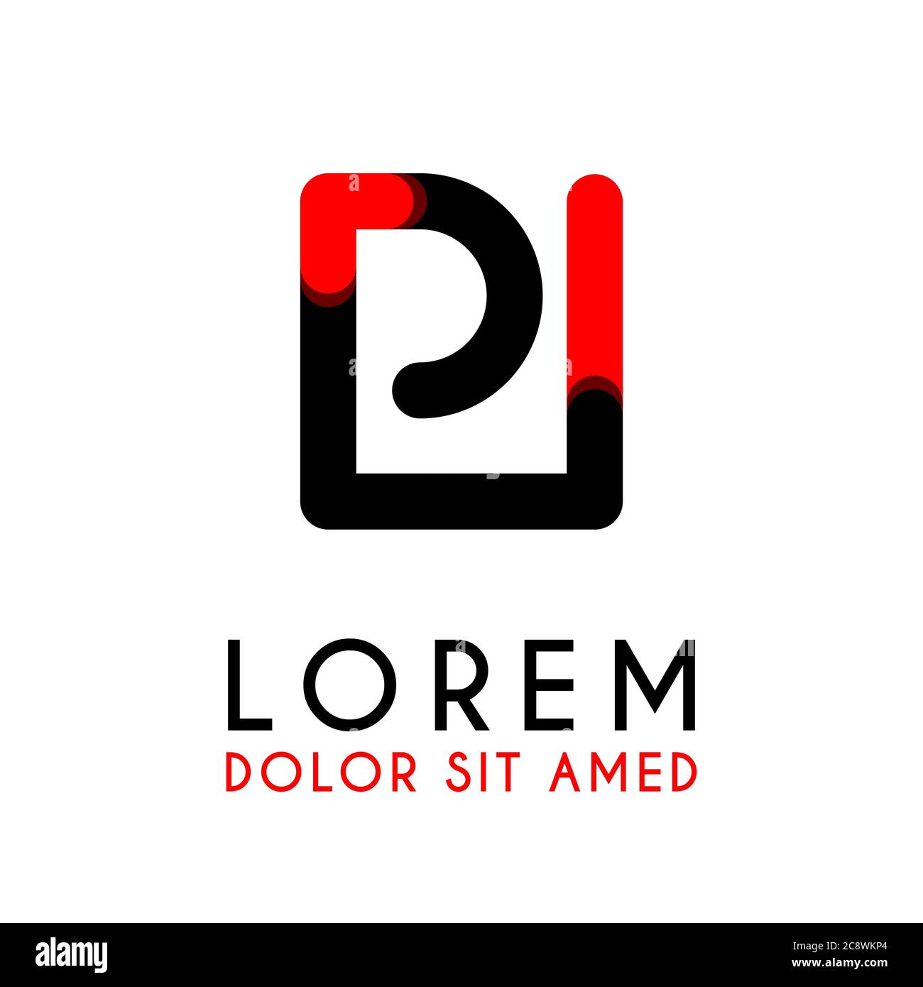 initial Letter PI with red Black and has rounded corners Stock Vector ...