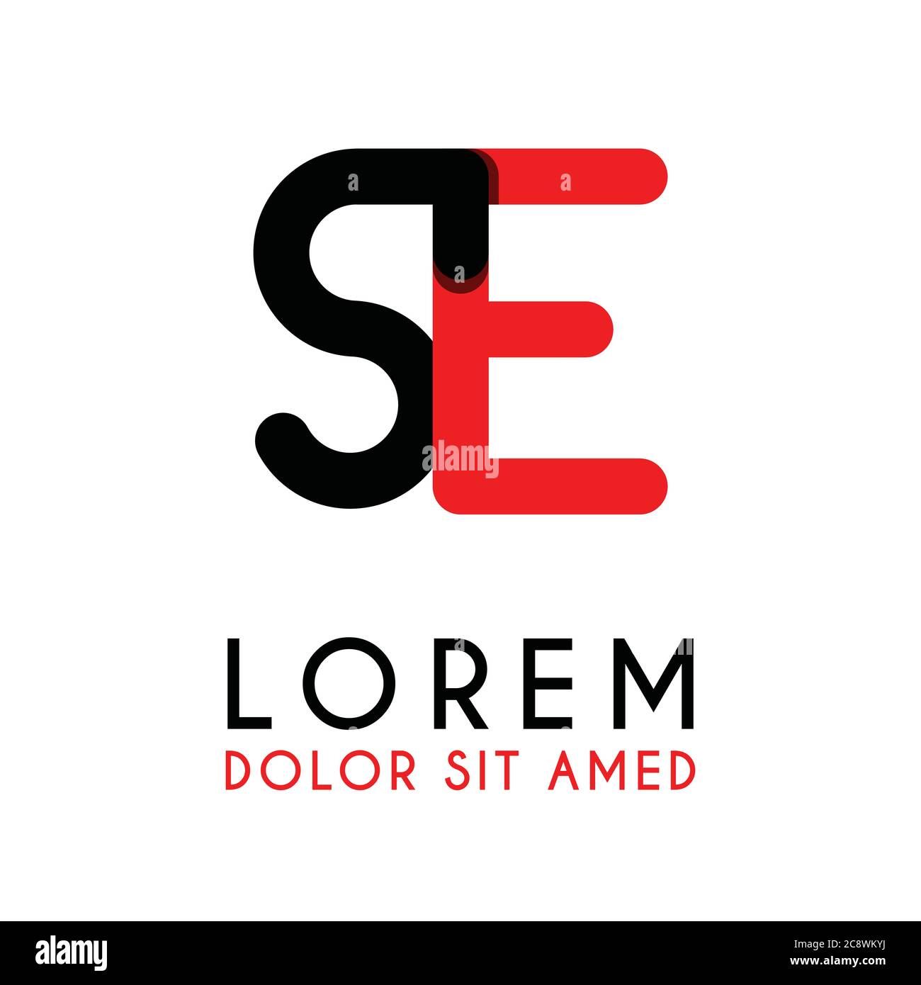 initial Letter SE with red Black and has rounded corners Stock Vector ...