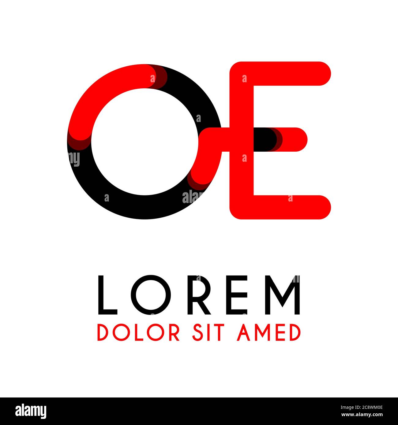 initial Letter OE with red Black and has rounded corners Stock Vector ...