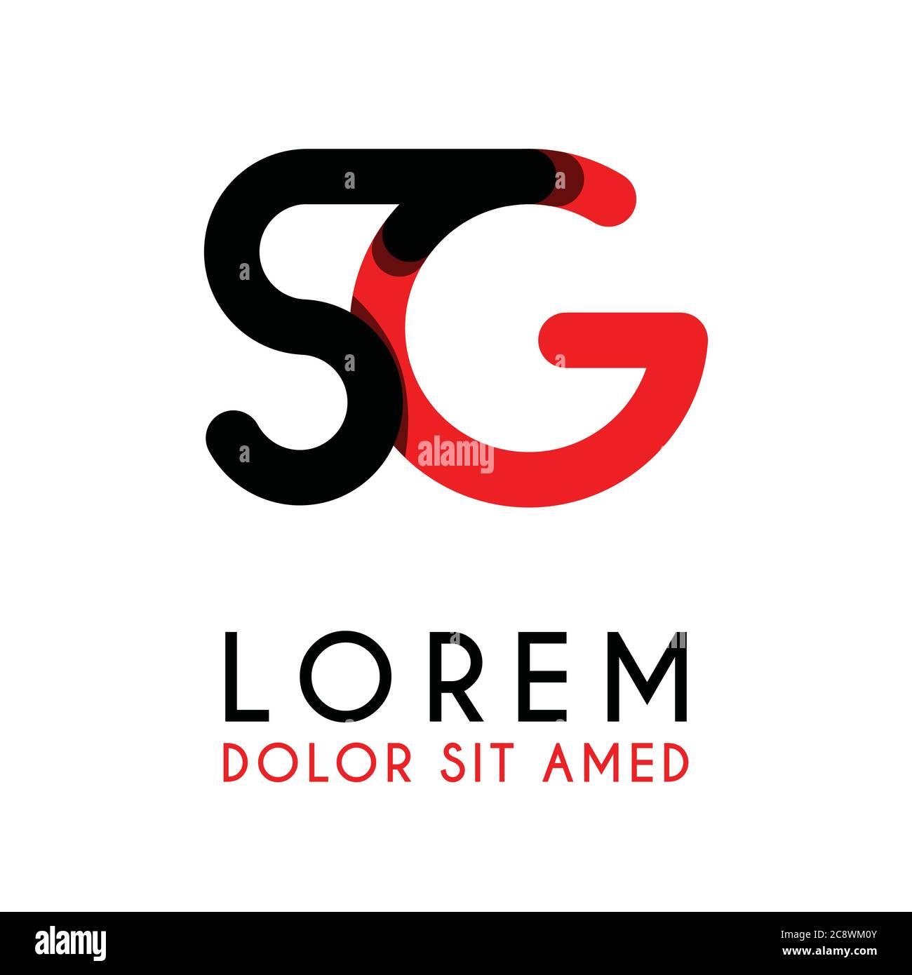 initial Letter SG with red Black and has rounded corners Stock Vector ...