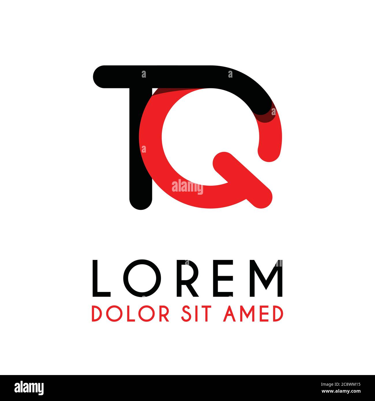 initial Letter TQ with red Black and has rounded corners Stock Vector ...