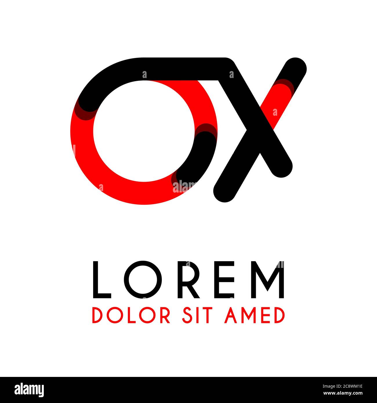 initial Letter OX with red Black and has rounded corners Stock Vector ...